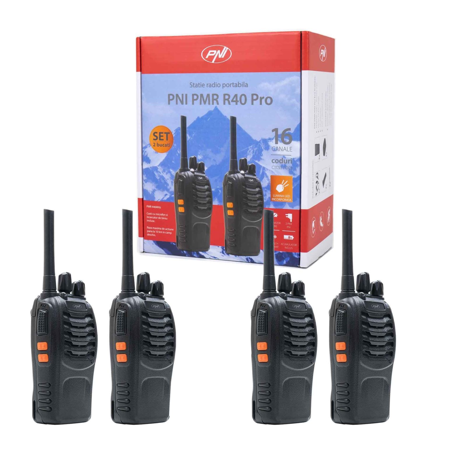 PNI PMR R40 PRO Walkie-talkies PMR-446 con microauriculares