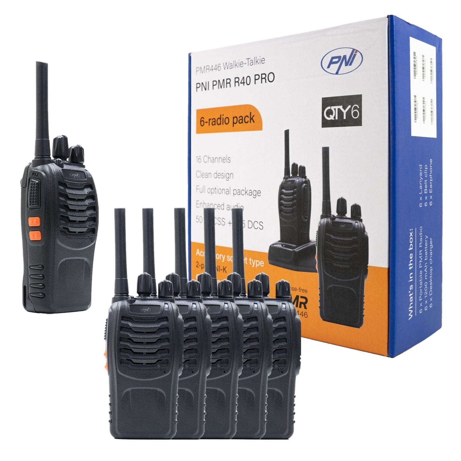 PNI R40 PRO Walkie-talkies PMR-446 with microearphones